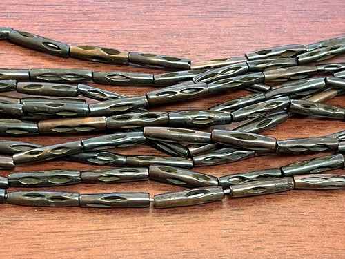 190+ PIECES DARK CHOCOLATE BROWN CARVED PIPE TUBE BUFFALO BONE BEADS 1 ...