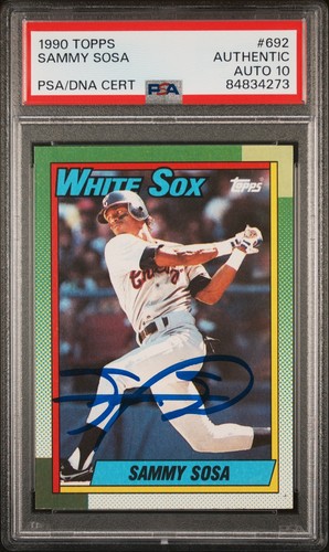 Sammy Sosa 1990 Topps Signed Baseball Rookie Card #692 Auto Graded PSA ...