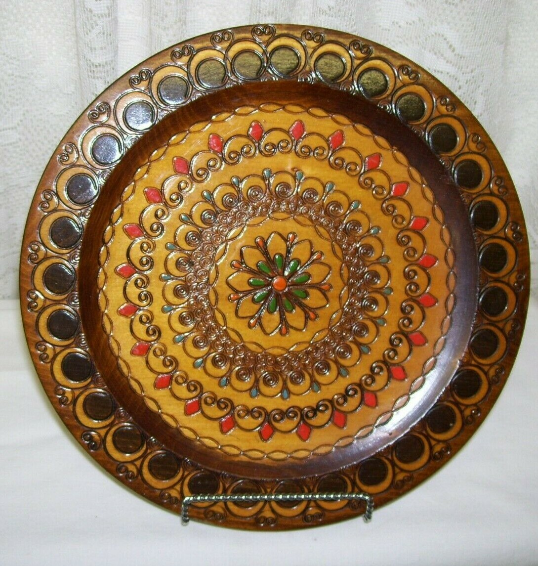Pyrography Plate Krakow Poland Beautiful Handcrafted and Painted | eBay