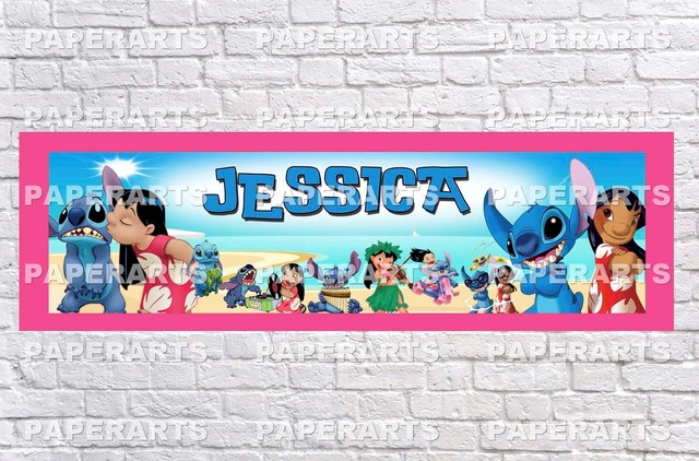 Personalized Lilo and Stitch Name Poster with Border Mat Art Decor Wall ...