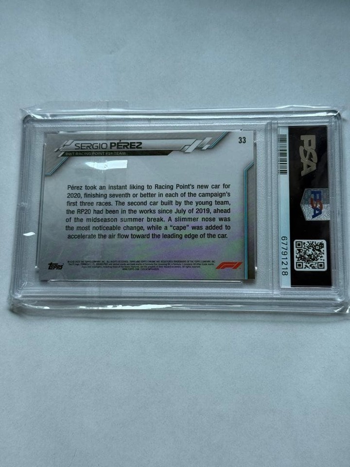 Topps Formula 1 Sergio Perez #33 Appraised Collectible Card - New ...
