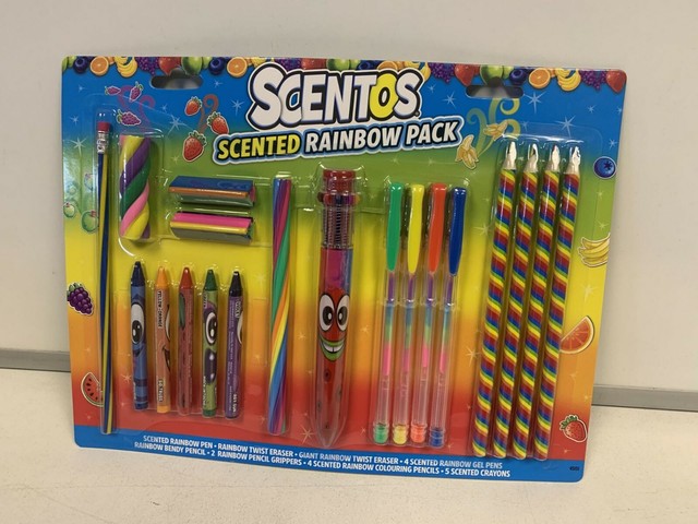 2x Scentos Scented Rainbow Pack 19 Piece Set Pens Pencils Crayons ...