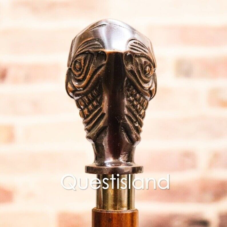 Walking Stick Joker Handle Wooden Victorian Foldable Cane Collectible ...