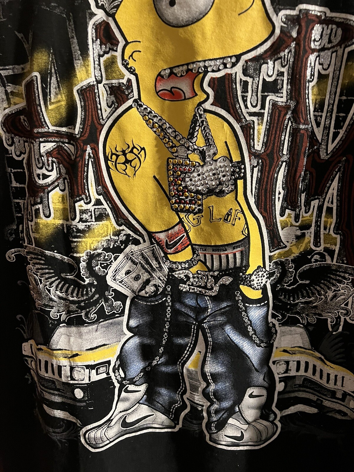 Vintage Bart Simpson Hip Hop Rap Gangster Men's T-shi… - Gem