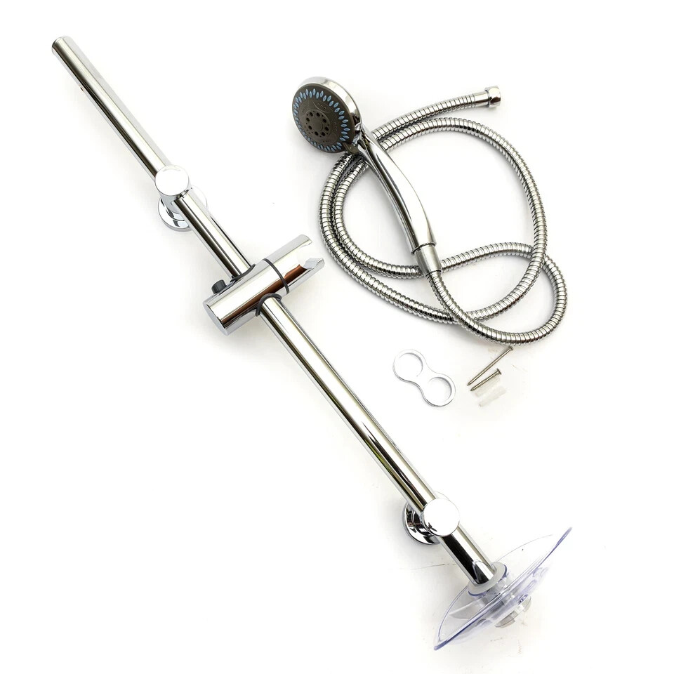Chrome Shower Head & Riser Rail Kit Adjustable with Soap Dish Holder ...