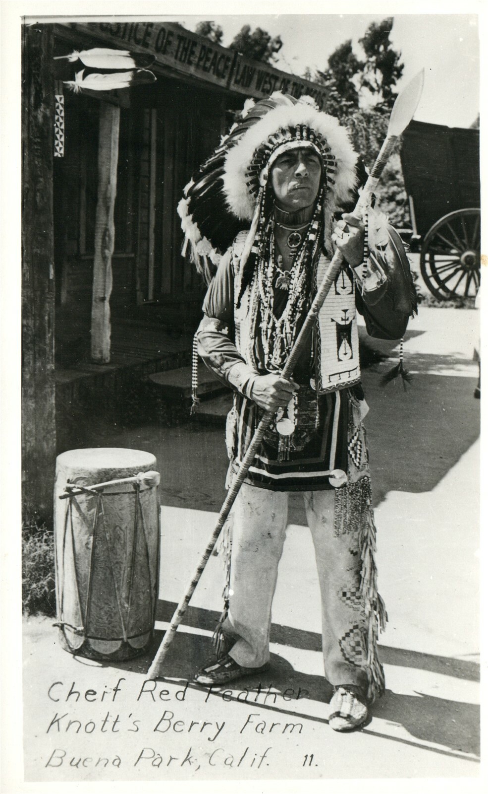 AMERICAN INDIAN CHIEF RED FEATHER BUENA PARK CA VINTAGE REAL PHOTO ...