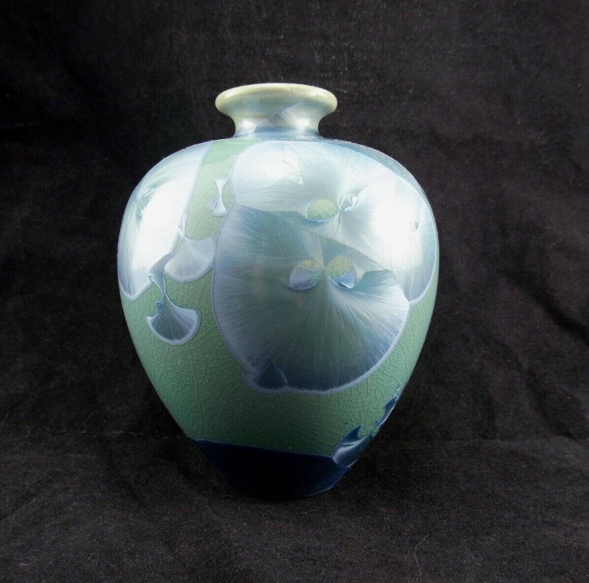 5" Louise Reding Crystalline Glaze Vase Celadon Green & Blue Studio ...