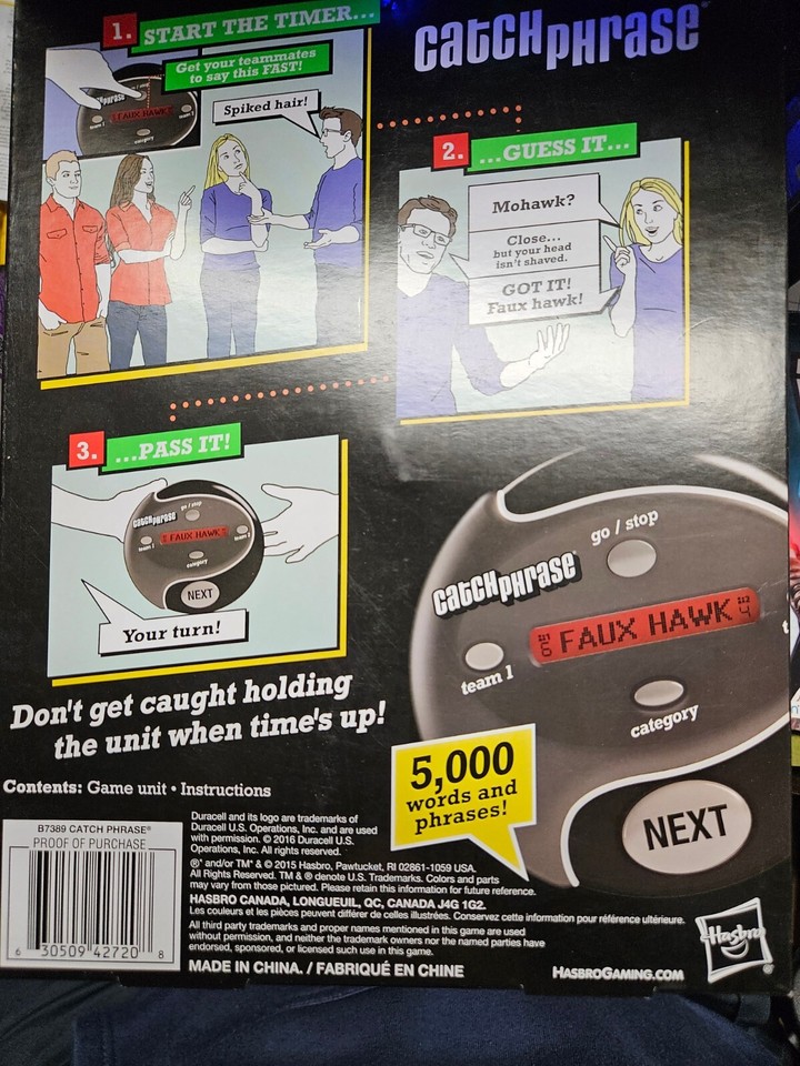 Hasbro-Catch Phrase-5000 Words Handheld Electronic Game-*2016*Black ...