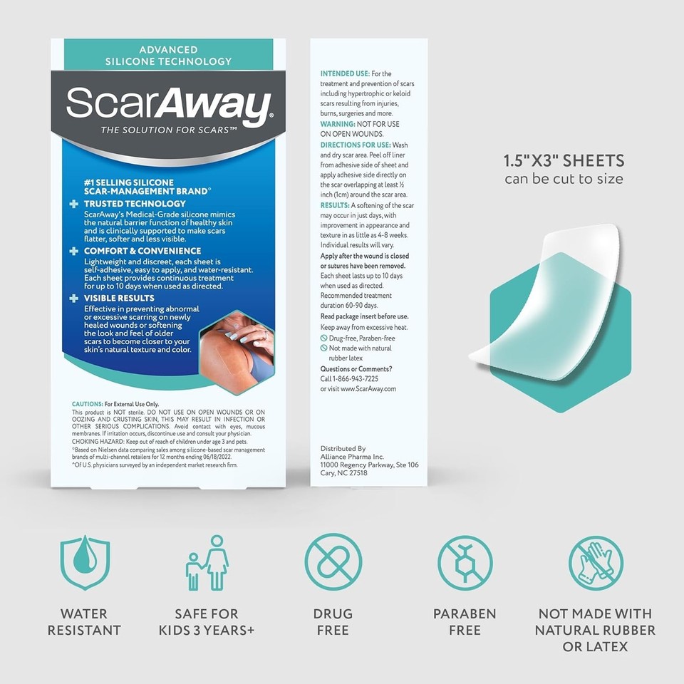 Convenient 10 Count Silicone Scar Sheets - Lightweight & Effective for ...