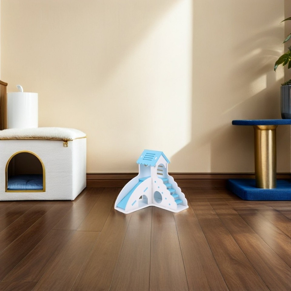 Hamster House with Ladder and Slide Small Pet Castle House with Slide ...