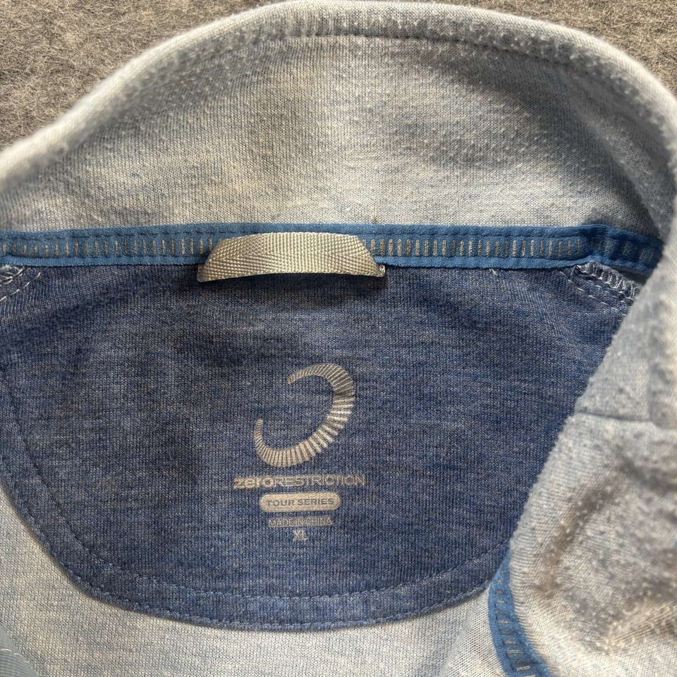 Zero Restriction 1/4 Zip Pullover Mens XL Light Blue Company Logo Mock ...