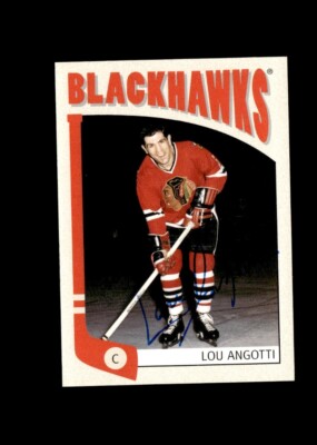 Lou Angotti 2004-05 In the Game Black Hawks authentic autographed card ...