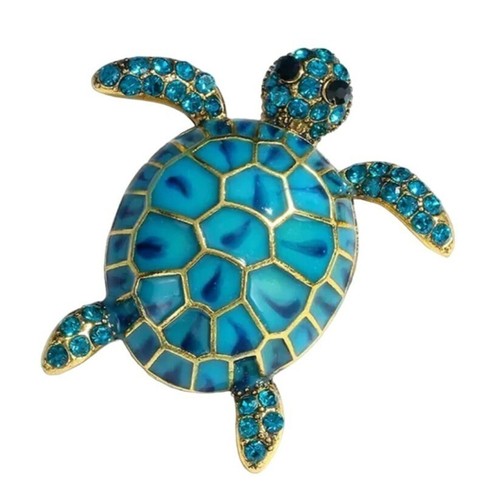 Sea Turtle Brooch Blue Enamel and Crystals | eBay