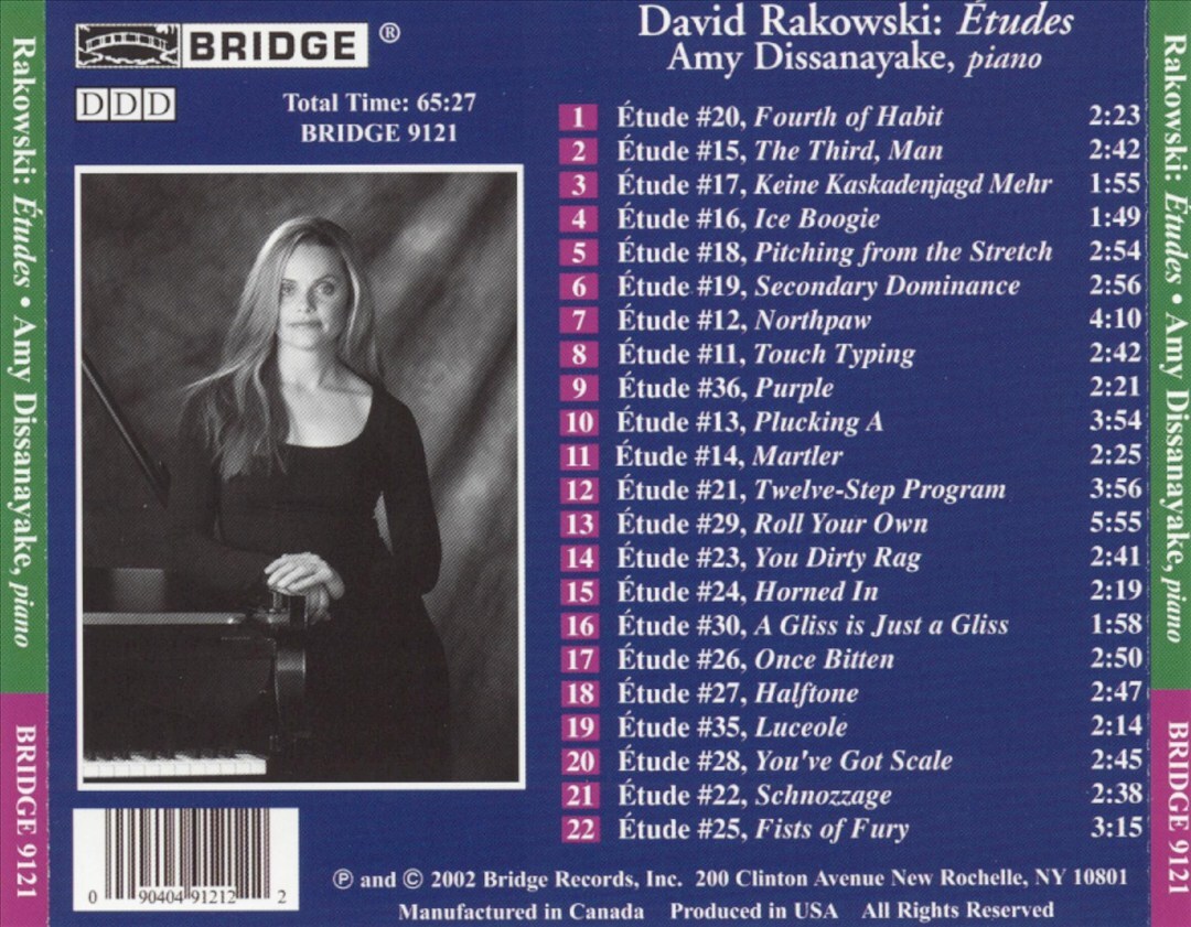 AMY DISSANAYAKE DAVID RAKOWSKI: ÉTUDES FROM BOOKS II, III & IV NEW CD ...