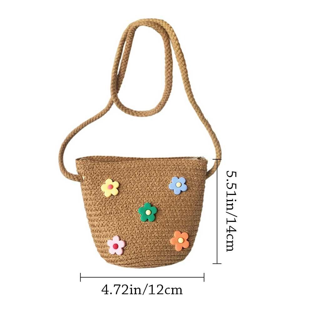 Cute Woven Crossbody Bag Summer Beach Handbags Straw Shoulder Bags Kids ...