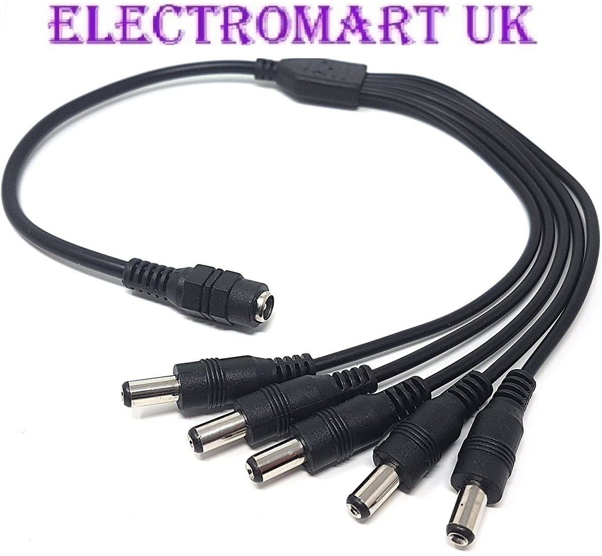 5 WAY MALE DC POWER CABLE PSU 5.5 X 2.1MM CCTV CAMERA MONITOR CABLE ...