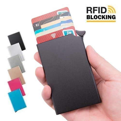 Automatic RFID Card Case Anti-magnetic ID Card Protector Purse Business ...