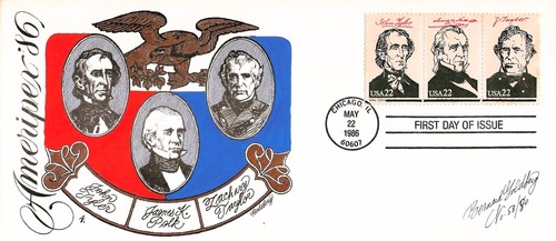 Presidents Zachary Taylor Hand Painted First Day Cover Stamp Bernard ...