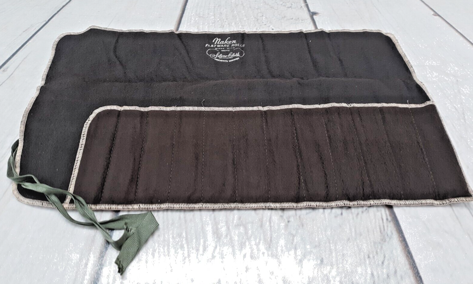 Vintage Naken Brown Sterling Silver Flatware Anti Tarnish Roll Up Cloth ...