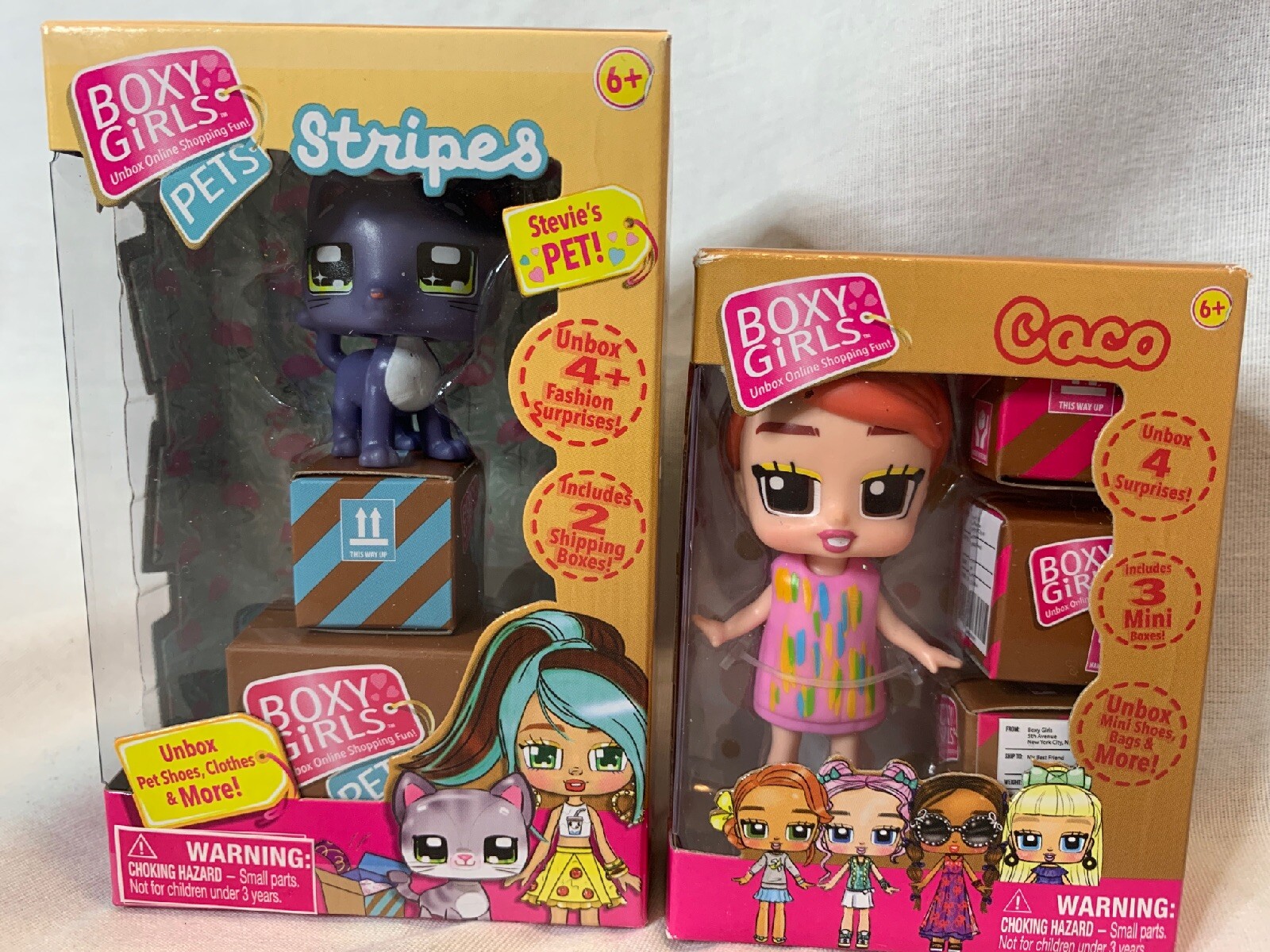Boxy Girls Mini Doll Pets Combo Coco And Stripes Kitty Cat And Surprise ...