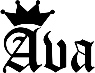Ava Vinyl Sticker Decal Crown Name Old English - Choose Size & Color | eBay