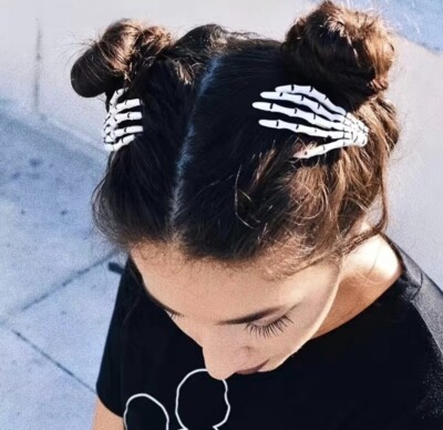 4 PCS Halloween Skull Barrette Skeleton Hand Bone Hair Clip Hair ...