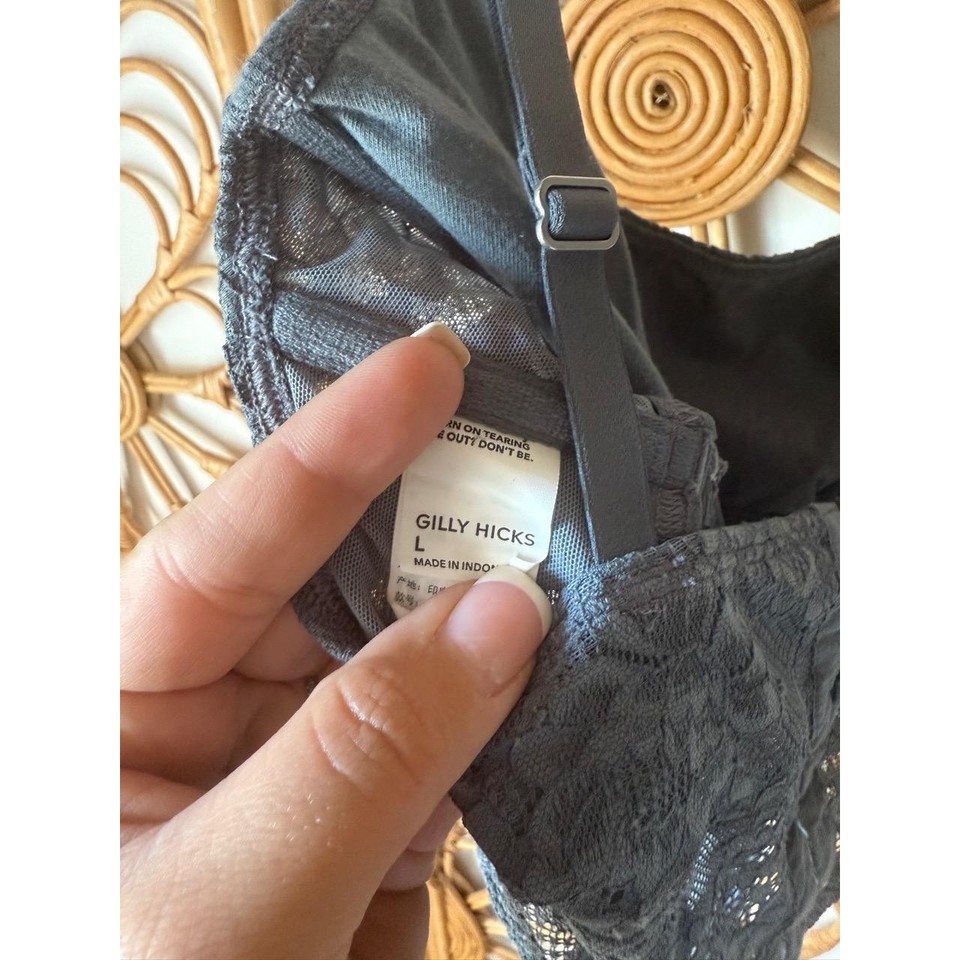 Gilly Hicks Bralette Bra Womens Size L Grey Blue Lace Adjustable ...