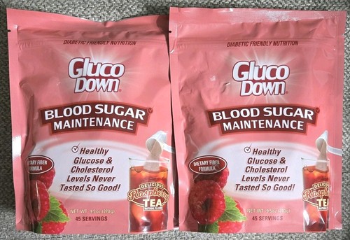 Gluco Down Blood Sugar Maintenance Raspberry Tea Mix 2 Pack 9.5 oz Exp ...