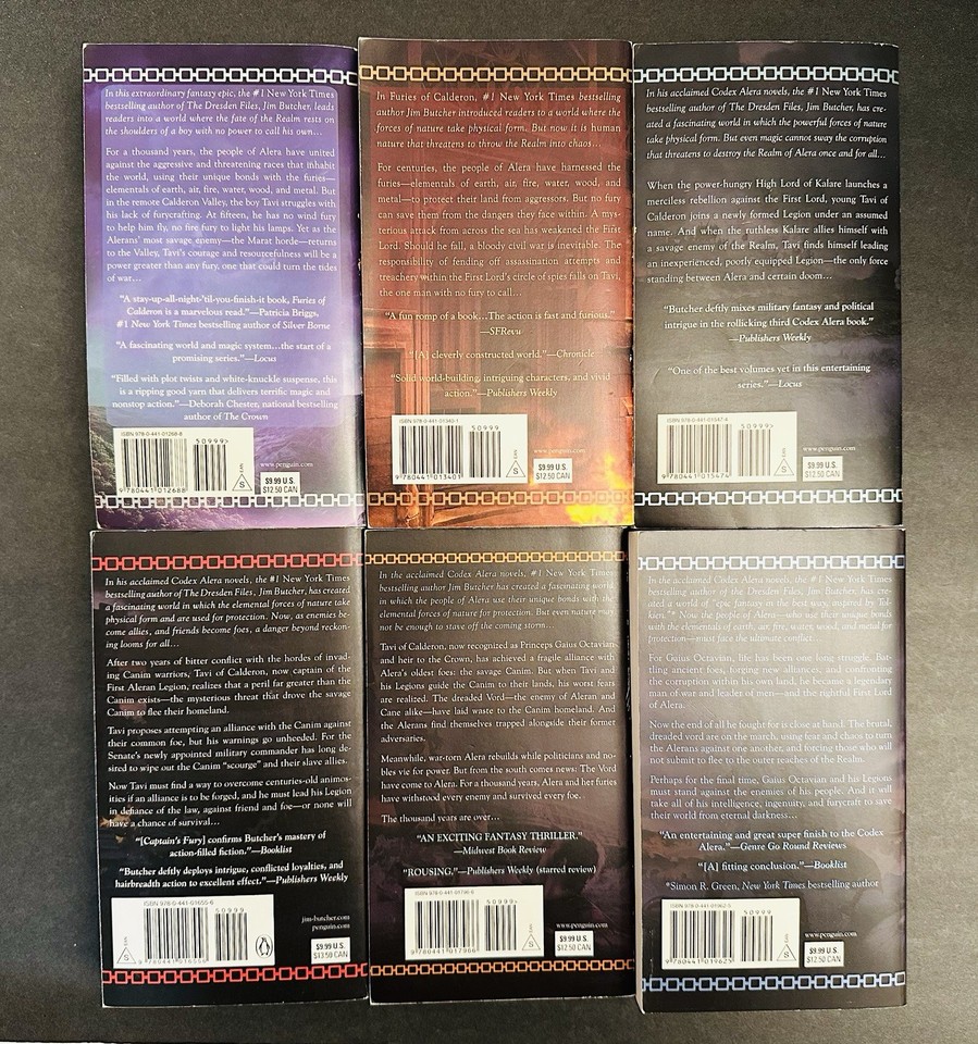 Codex Alera - Jim Butcher - Complete Set Lot Books 1-6 Paperbacks 1 2 3 ...