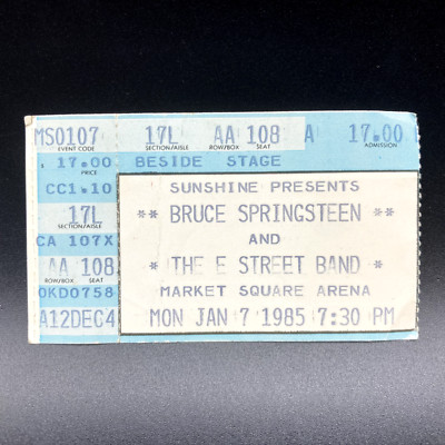1985 BRUCE SPRINGSTEEN CONCERT TICKET STUB, JAN 7 1985 MARKET SQUARE ...
