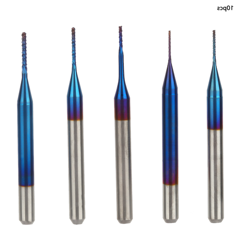 10x Cone Milling Cutter Carbide Blue Coated End Mill For PCB Engraving ...
