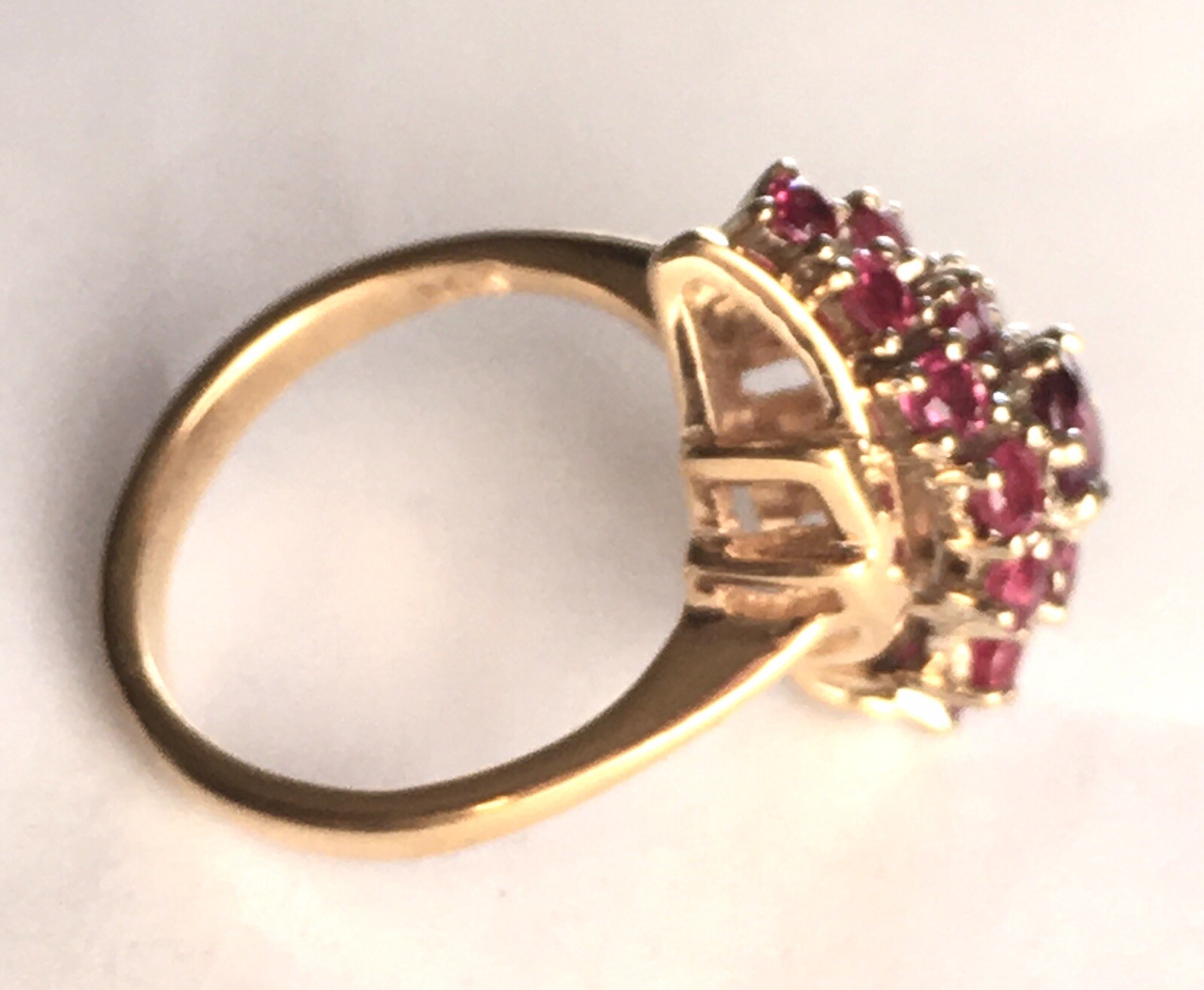 Natural Earth Mind Ruby Cluster 14K Yellow Gold Ring 1980s Size 6.5 | eBay