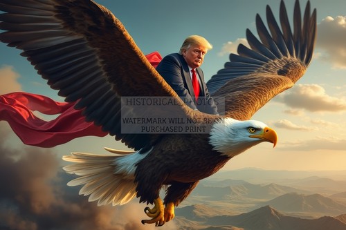 PRESIDENT DONALD TRUMP RIDING AN AMERICAN BALD EAGLE 4X6 AI PHOTO ...
