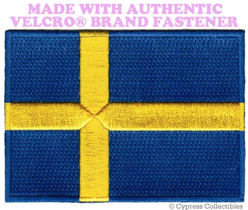 SWEDISH FLAG PATCH SWEDEN EMBROIDERED APPLIQUE Sverige w/ VELCRO® Brand Fastener | eBay