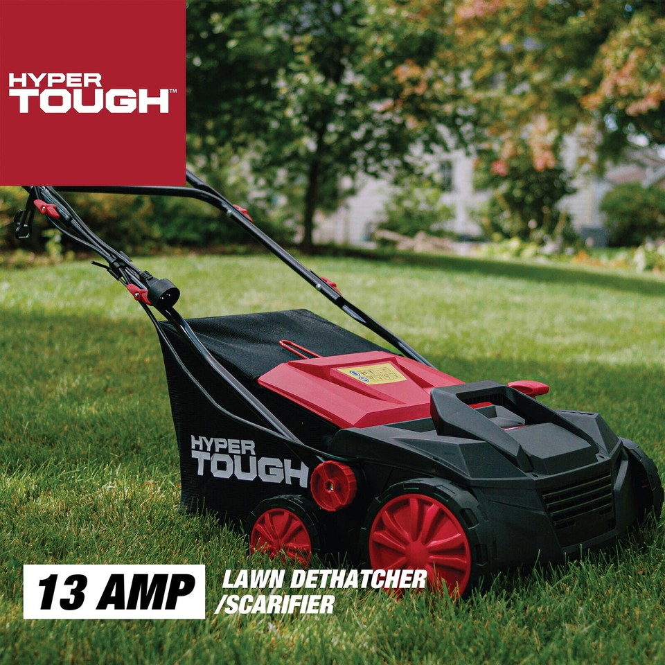 15" 13Amp Corded Electric Push Dethatcher/Scarifier Walk-Behind Lawn ...