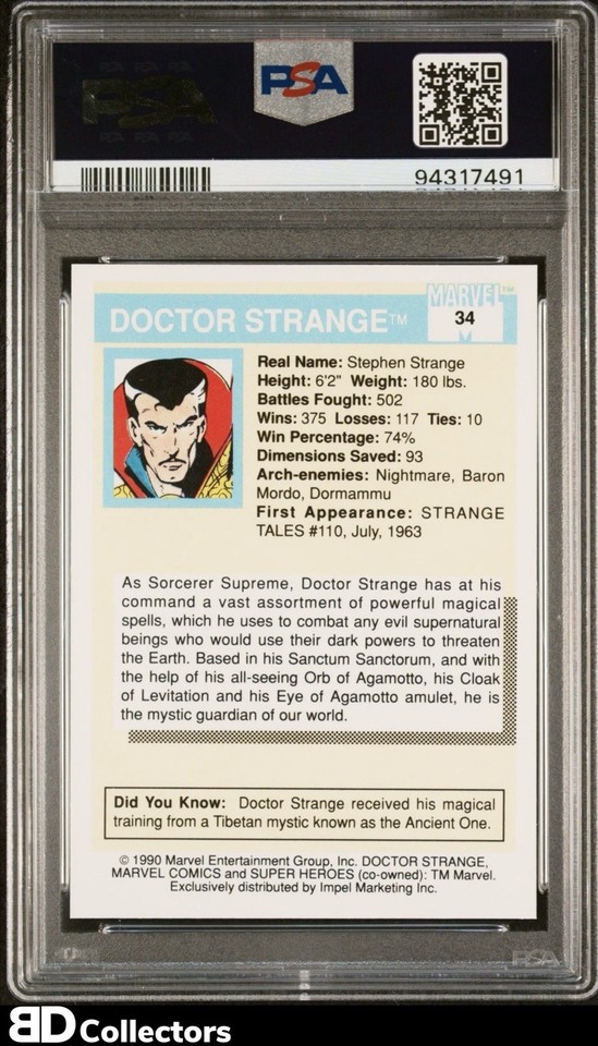 DOCTOR STRANGE PSA 10 #34 1990 Impel Marvel Universe Series 1 GEM MINT | eBay