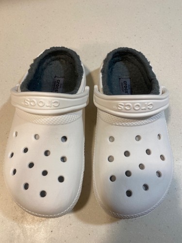White Crocs w/Gray Fur on inside (M5 W7) | eBay
