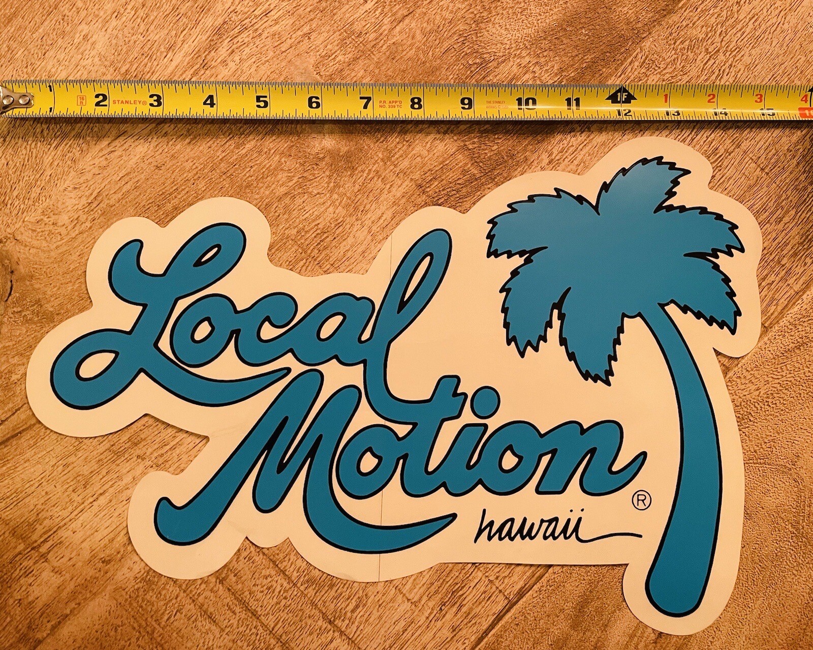 Vintage XL 14" Local Motion Hawaii Decal Clear Sticker Bright Blue ...