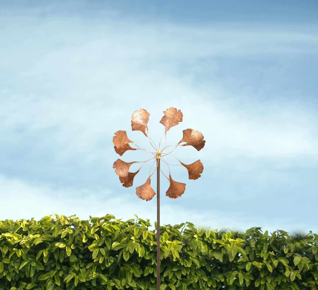 Ginkgo Copper Wind Spinner - Kinetic Garden Art | eBay