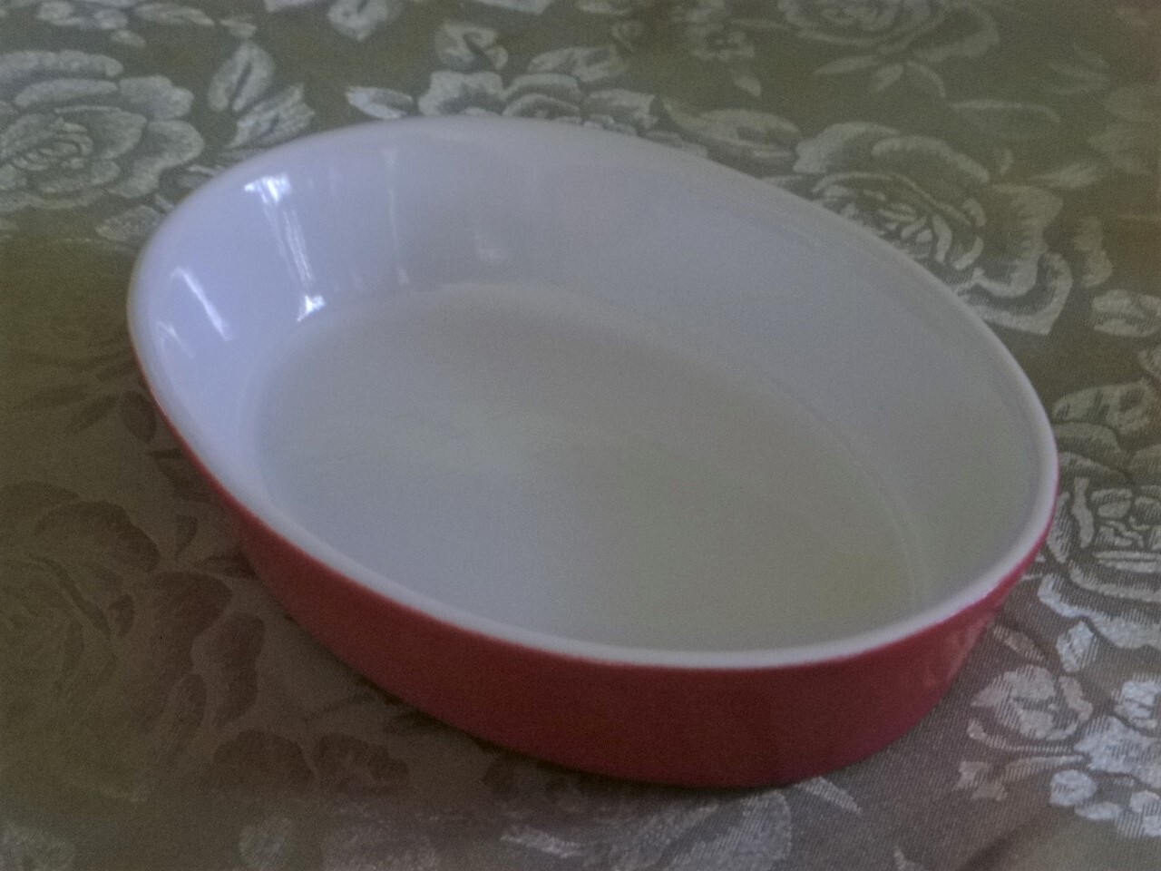 Lovely Cerutil Stoneware Oval P131 Oven Dish *Red & White *Made In ...