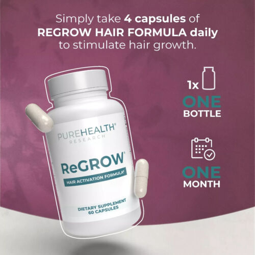 ReGrow Hair Growth Vitamins with Biotin, Hair Supplement by PureHealth ...