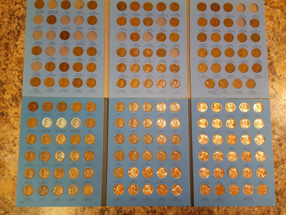 lincoln penny set collection 1909 vdb-2022 p d s wheat cent with bu ...