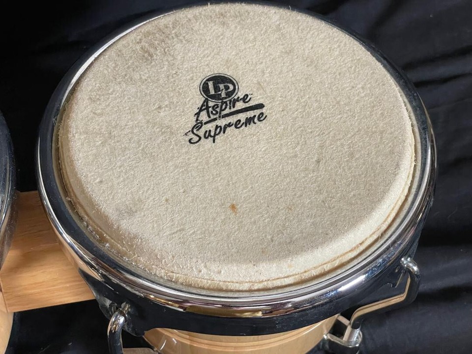 LP Latin Percussion Aspire Signature Bongo Drums Natural Wood Chrome ...