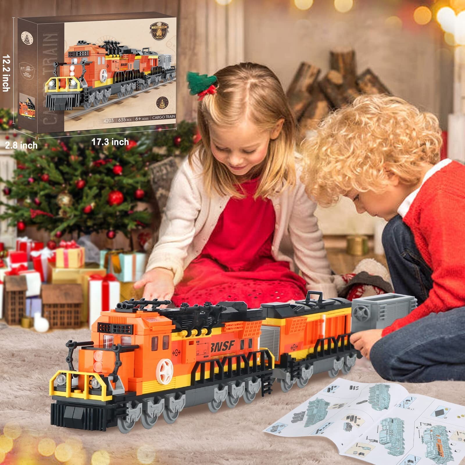 BRICK STORY City Cargo Train Building Set, BNSF Freight Trains Model ...