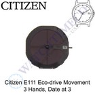 Genuine Citizen E111 Watch Movement Eco-Drive 3 Hands, Date at 3 Solar ...