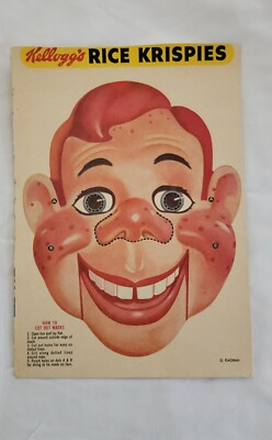 Vintage Kellogg's RICE KRISPIES Box Cut Out Howdy Doody Mask 1950's | eBay