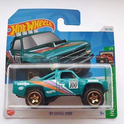 2024 Hot Wheels '87 Dodge D100 38/250 HW Reverse Rake 1/5 Green Car 1/ ...