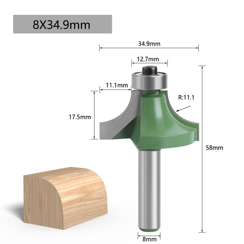 Round Over Edge Forming Profile Router Bit 8mm Shank 3/16" - 1/2 Radius ...
