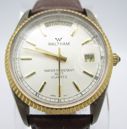 Vtg 1980 Waltham Presidential Day Date Quartz WR 34mm Watch (I23) "New ...