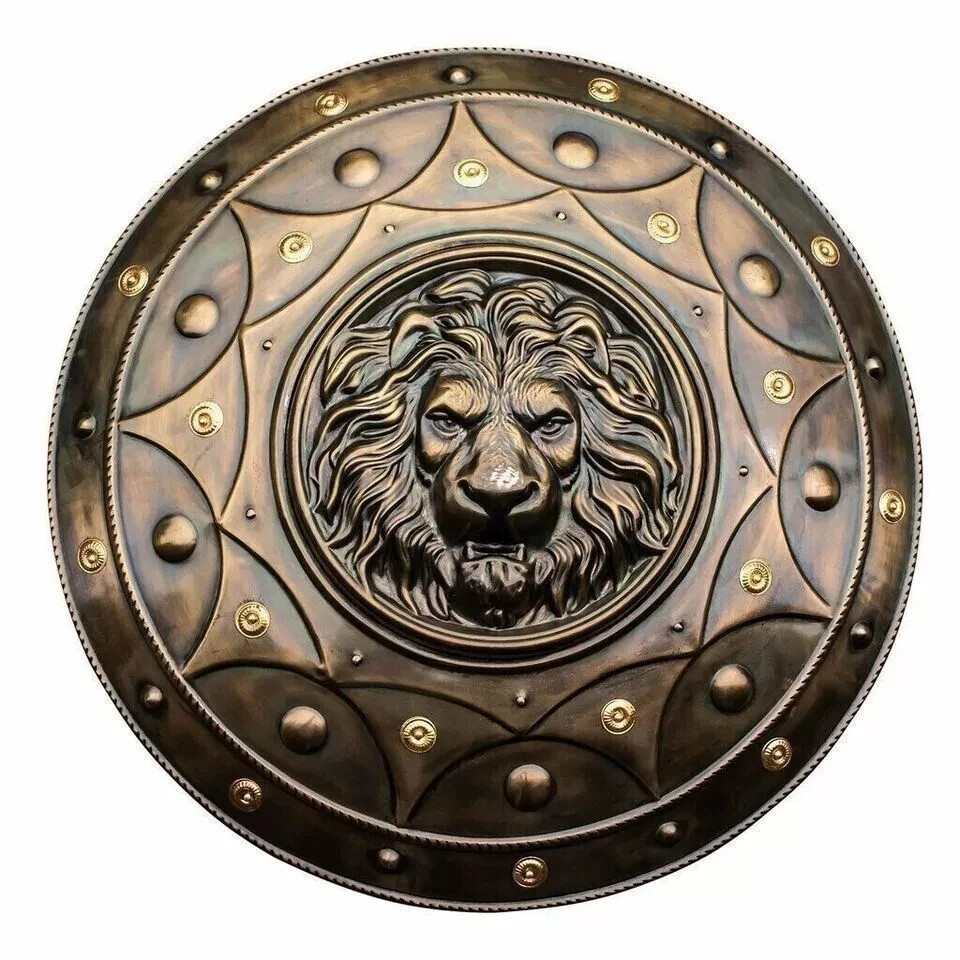 Lion Face Round Shield Medieval Iron Shield Knight Armor Shield Solid ...